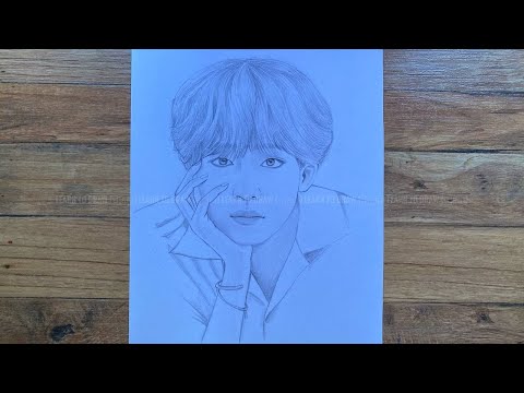 How to draw Kim Teahyun V BTS | V BTS sketch for beginners | pencil drawing tutorial | រៀនគូរ