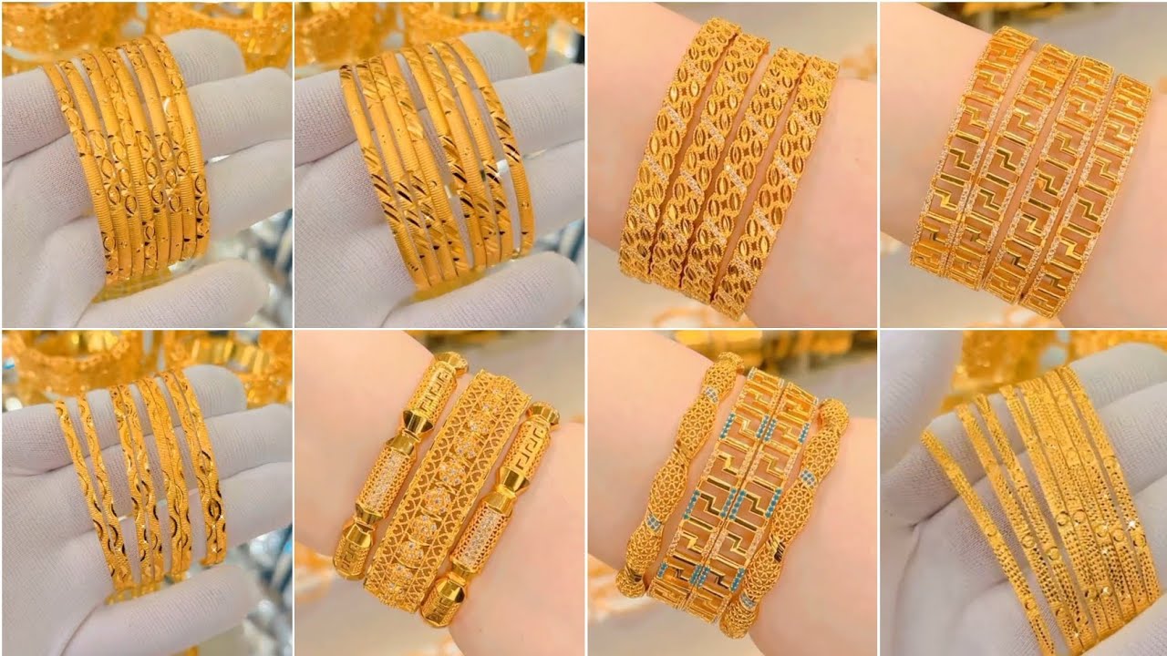 Latest Arabic Gold Bangles designs | Arabic Gold kangan designs ...