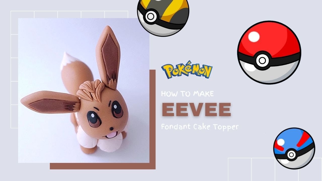 How to make EEVEE Pokemon fondant cake topper - YouTube