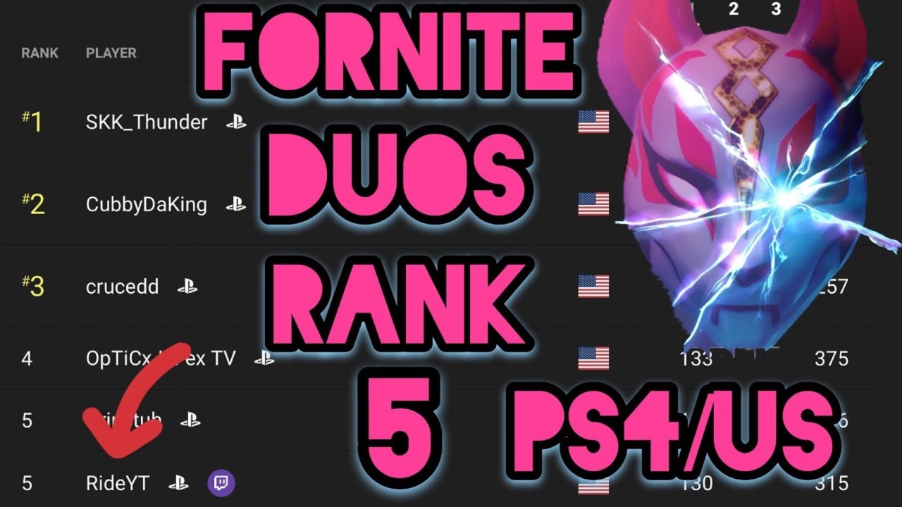 RideYT's Back! 6th In The Us Fortnite Duos Grind | Gifting | Season 5 ...