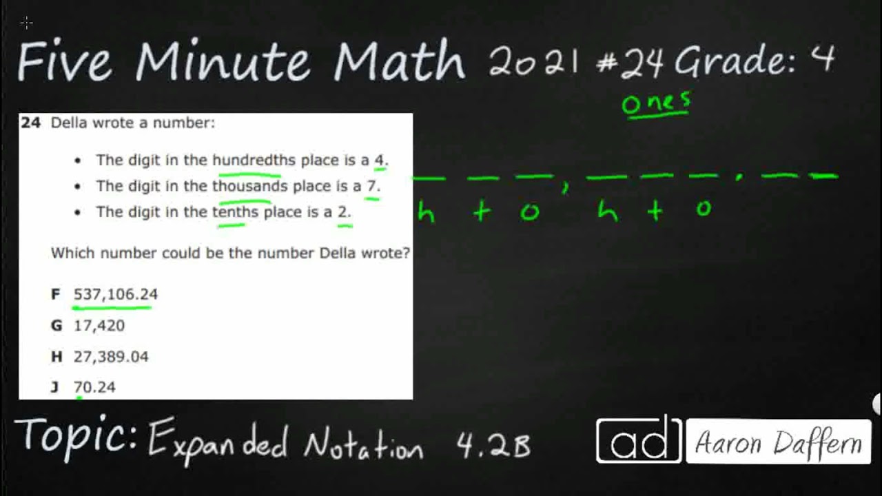 4th Grade STAAR Practice Expanded Notation (4.2B - #10) - YouTube
