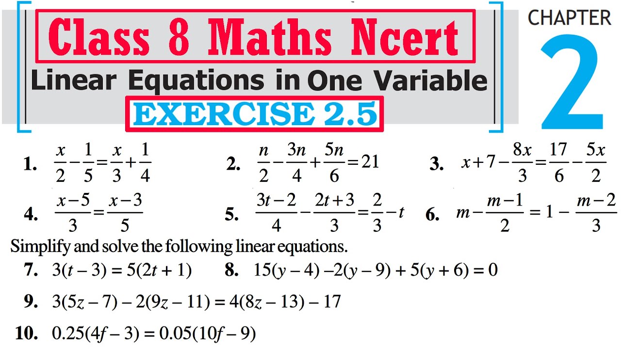 Exercise 2.5 - Linear Equation In Two Variables | Class 8 Maths NCERT ...