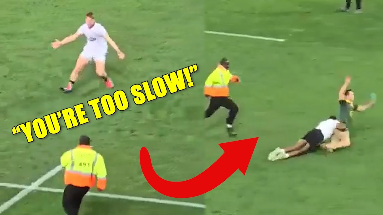 Rugby Fan Gets KNOCKED OUT After STORMING The FIELD! - YouTube