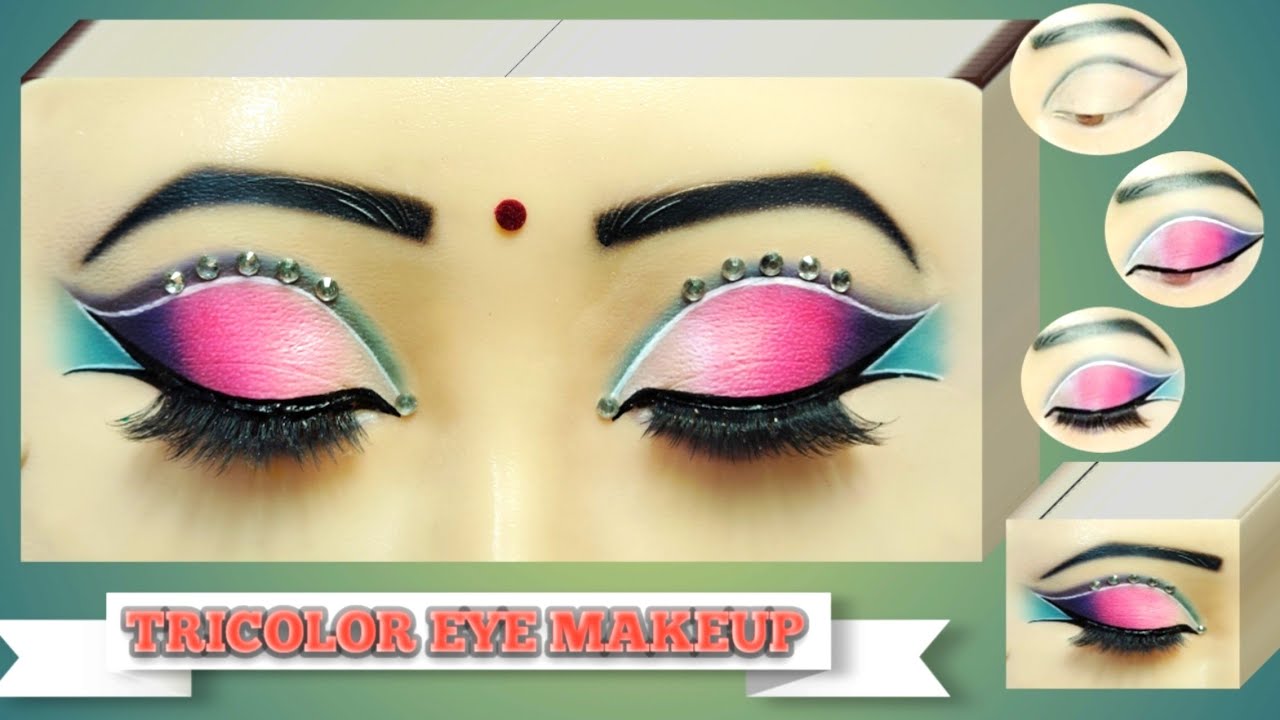 Tricolor eye makeup step by step full tutorial for beginners 🤍💗💙|# ...