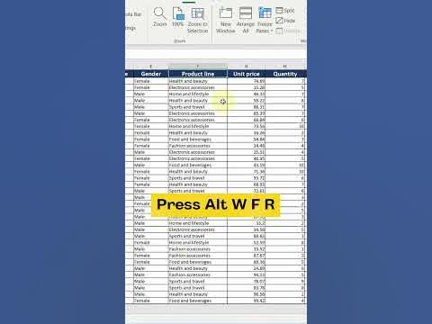 Shortcut: Freeze header row in Excel - YouTube