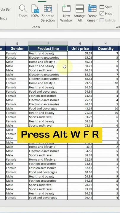 Shortcut: Freeze header row in Excel - YouTube