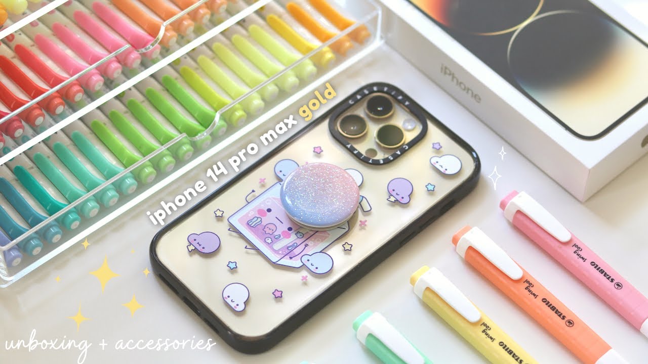 iPhone 14 pro max aesthetic unboxing 🌸 setup + camera test + cute ...