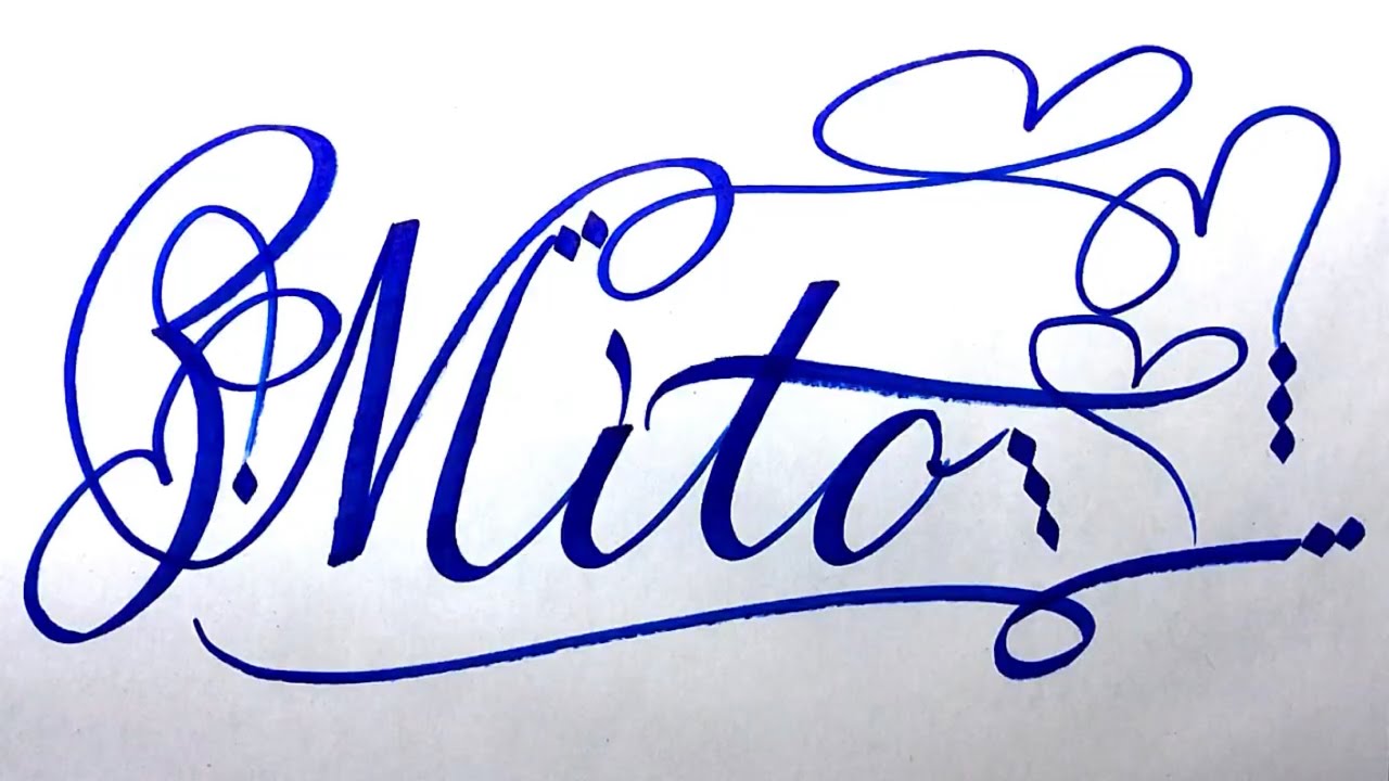 Mito Name Signature Calligraphy Status | How to Cursive write with cut ...