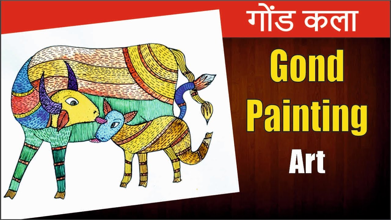 how to make gond art | cow gond painting | tribal art | Indian folk art ...