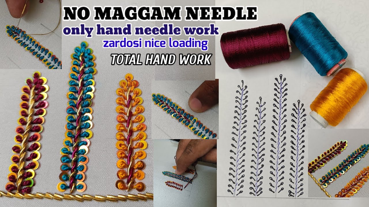 No maggam work needle only hand work needle work చాలా సులువుగా కుట్టడం ...