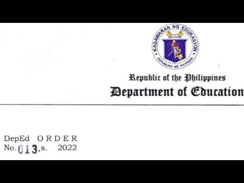 DEPED ORDER NO. 013, S. 2022 - YouTube