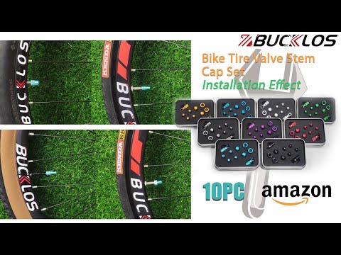 BUCKLOS 10Pcs Bike Tire Valve Stem Cap Set Installation Effect #bike #roadbike #schrader #presta