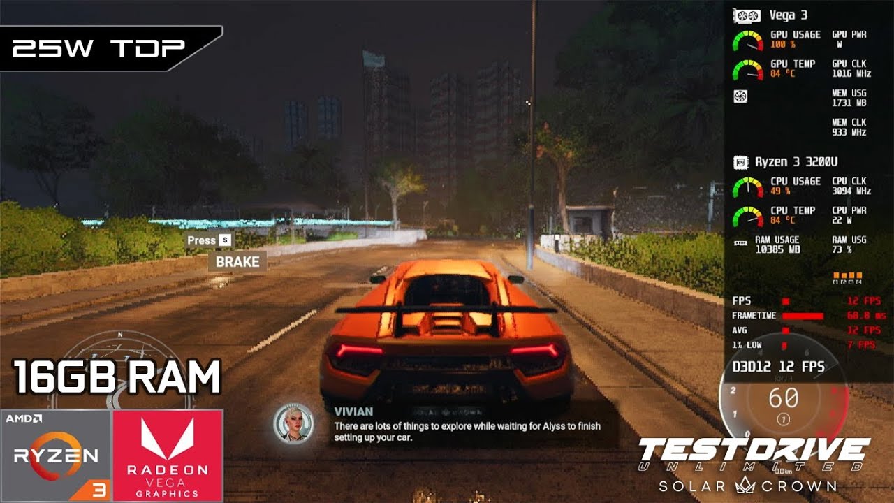 Test Drive Unlimited Solar Crown | AMD Ryzen 3 3200U Vega 3 - YouTube