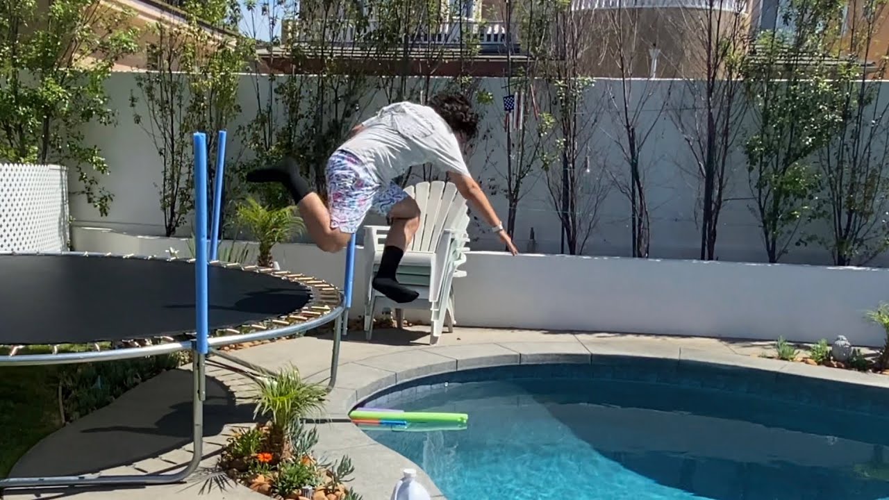 Jumping from a Trampoline to a Pool! - YouTube
