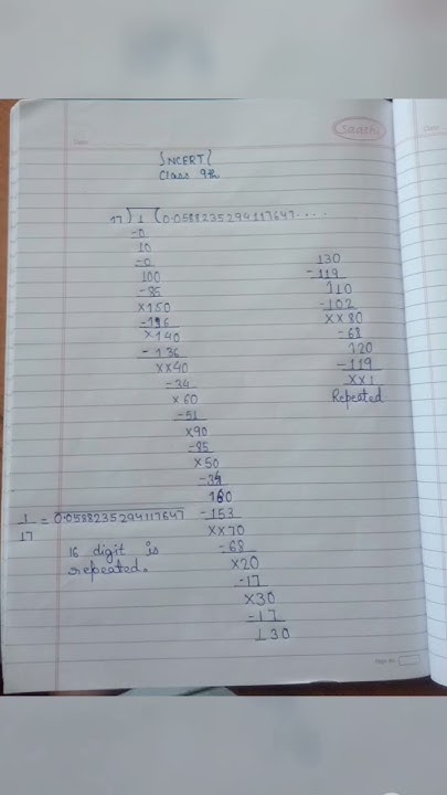 Class 9 1/17 decimal expansion #maths - YouTube