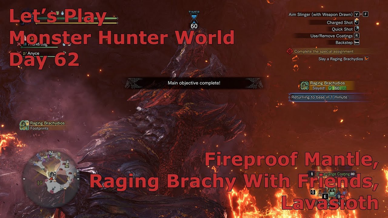 Monster Hunter World Day 62 - Fireproof Mantle, Raging Brachy With ...