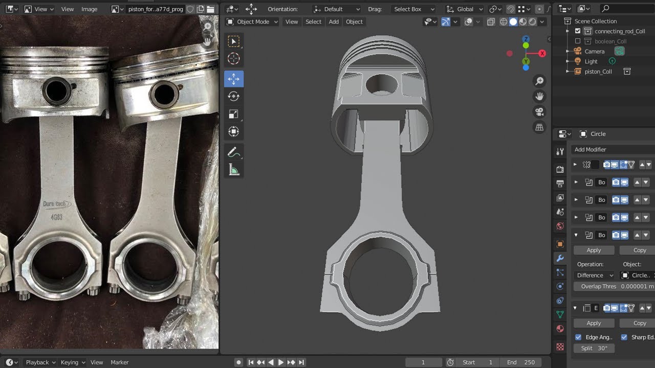 #170 Connecting rod modeling in blender - 4x timelapse - YouTube