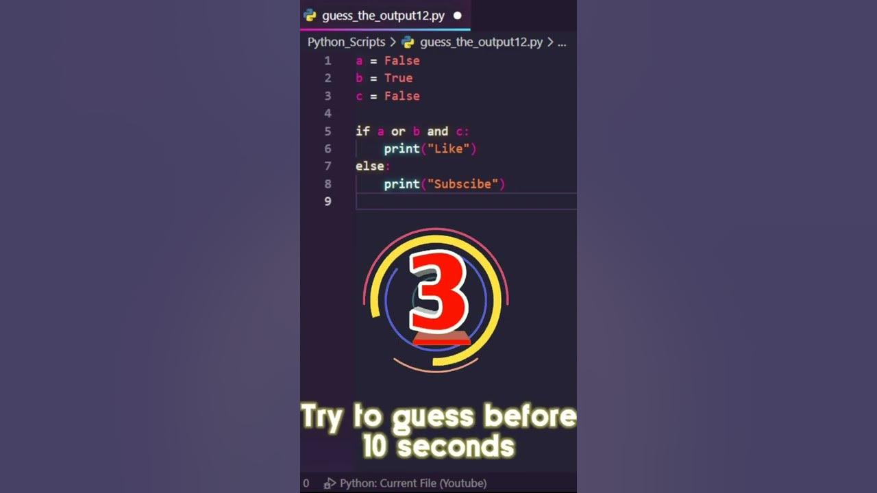 🧠guess The Output Of The Python🐍program🤔12 Shorts Youtube