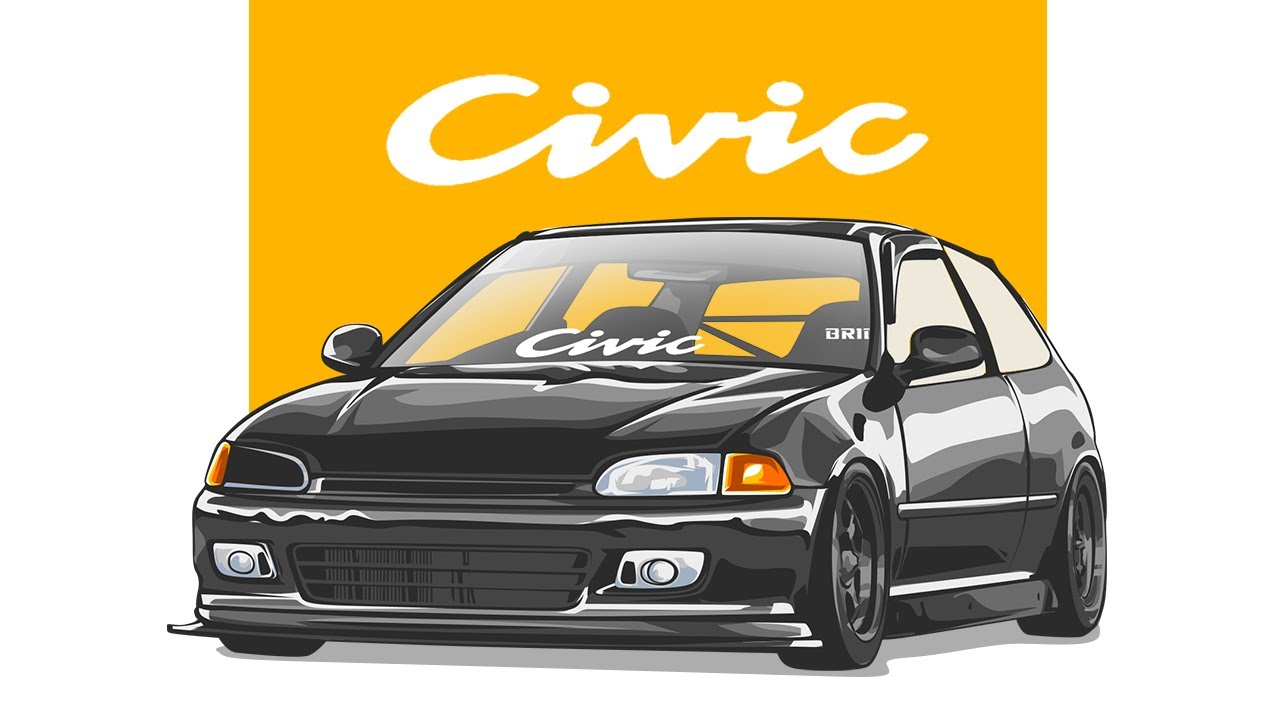 CAR VECTOR ILLUSTRATION - HONDA CIVIC EG6 - YouTube