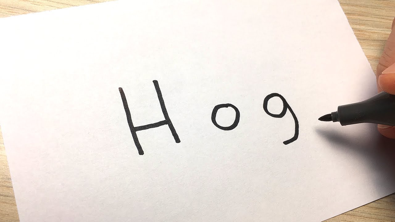 How to Turn Word HOG into a Cartoon - How to Draw Doodle Art on Paper ...
