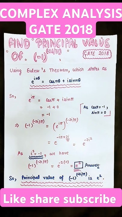 Find Principal Value of A Complex Function || COMPLEX ANALYSIS || GATE MATHEMATICS EXAM || # ...