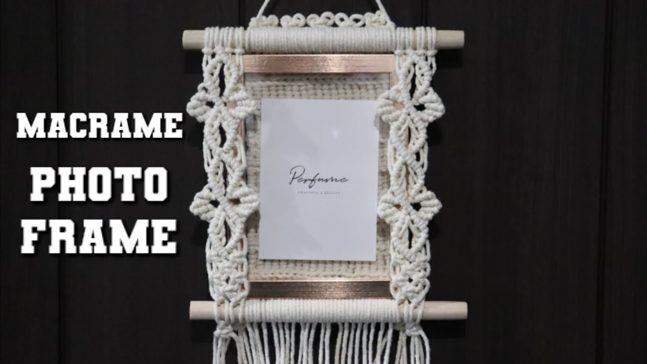 Easy Macrame photo frame tutorial/Floral/flower pattern〜簡単 マクラメ花柄フォト ...