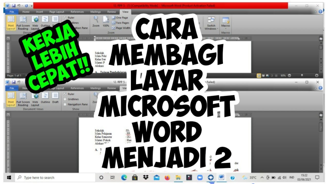 Cara Membagi Layar Microsoft Word Menjadi 2 - YouTube