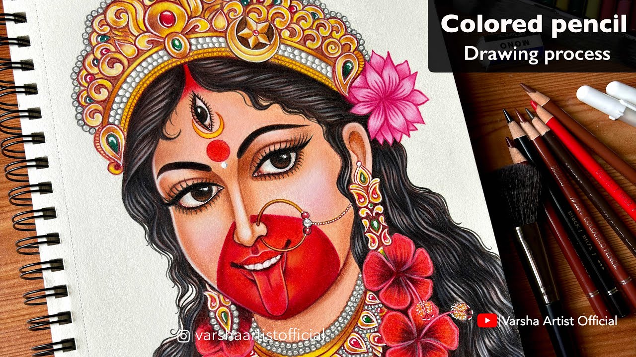 Maa Tara colored pencil drawing process ⭐️🌺 || Tarapith || Maa Kali ...