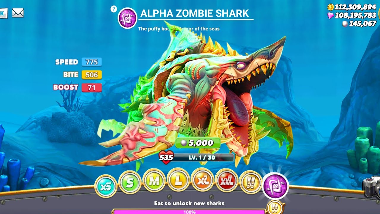 ALPHA ZOMBIE SHARK EVOLVED (KAIJU SHARK) UNLOCKED ALL HUNGRY SHARK ...