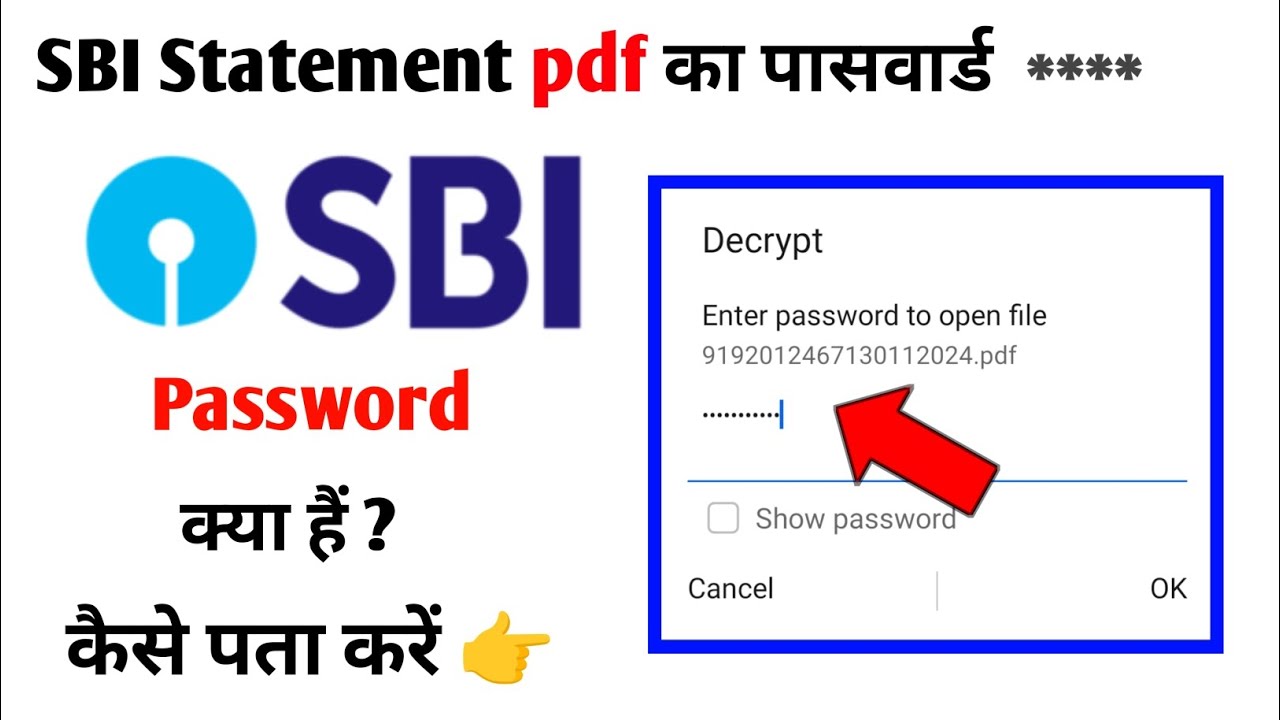 SBI Bank Statement Pdf Password | How To Open SBI Statement Pdf ...