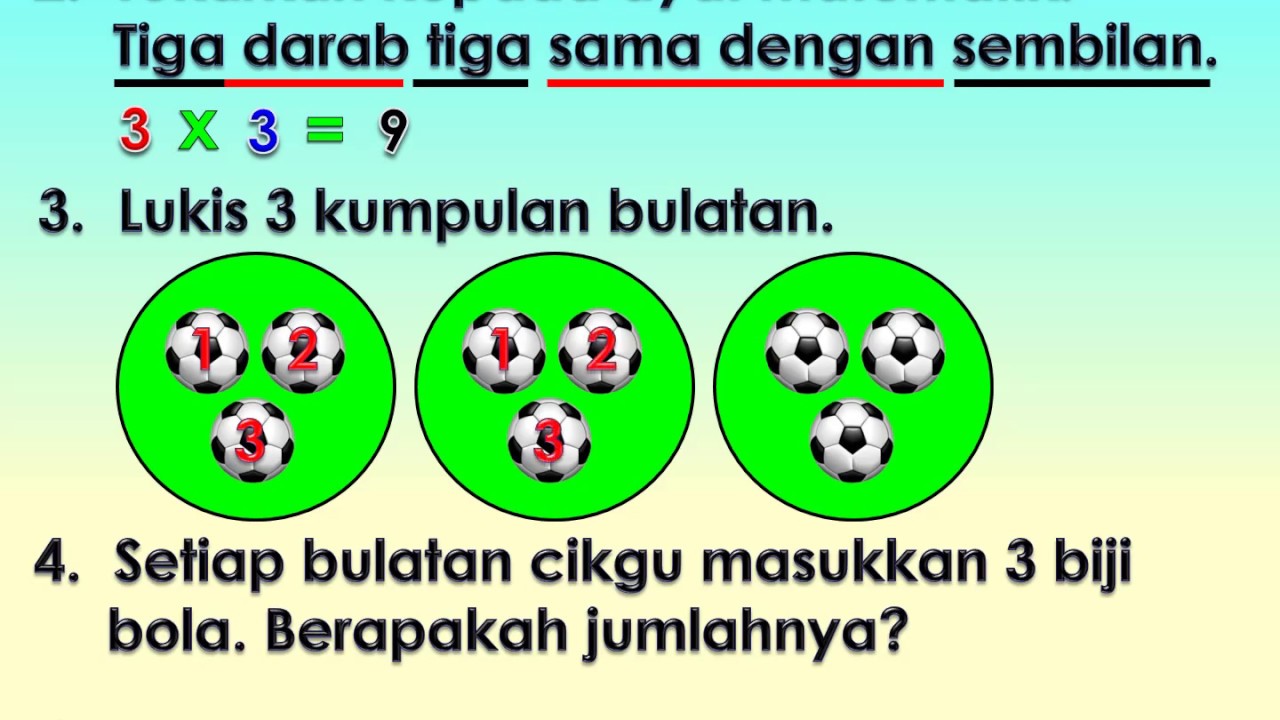 TAHUN 2 : MENGENAL SIMBOL DARAB (x) DAN SAMA DENGAN (=) - YouTube