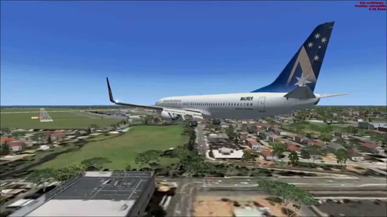 FSX Boeing 737 Ansett Australia awesome landing at Adelaide airport ...