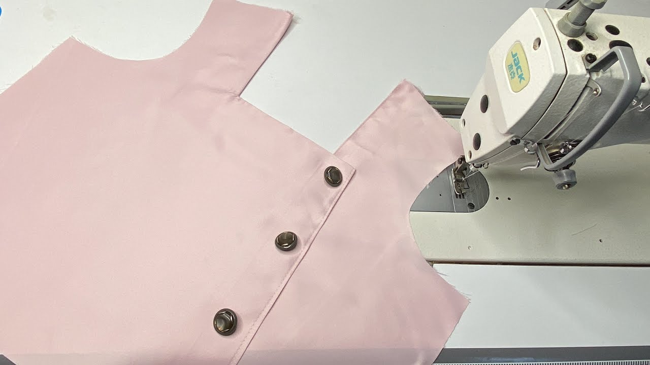 Simple neckline design detailed with side buttons sewing tricks - YouTube