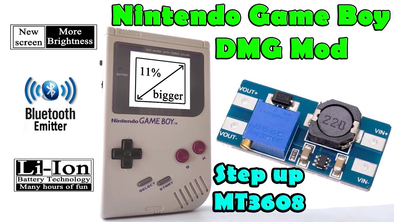 Nintendo Game Boy DMG Mod: MT3608 (PARTE 01) - YouTube