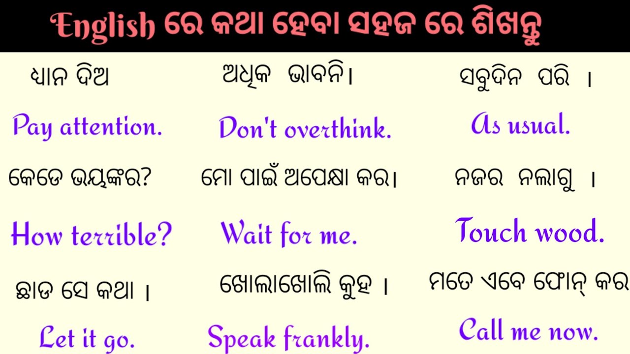 Best Spoken English class in Odia /how to translate odia to english ...