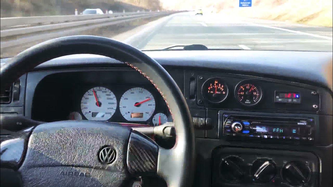 Golf 3 VR6 Turbo acceleration R30, 2.8 VR on Autobahn sound low boost ...