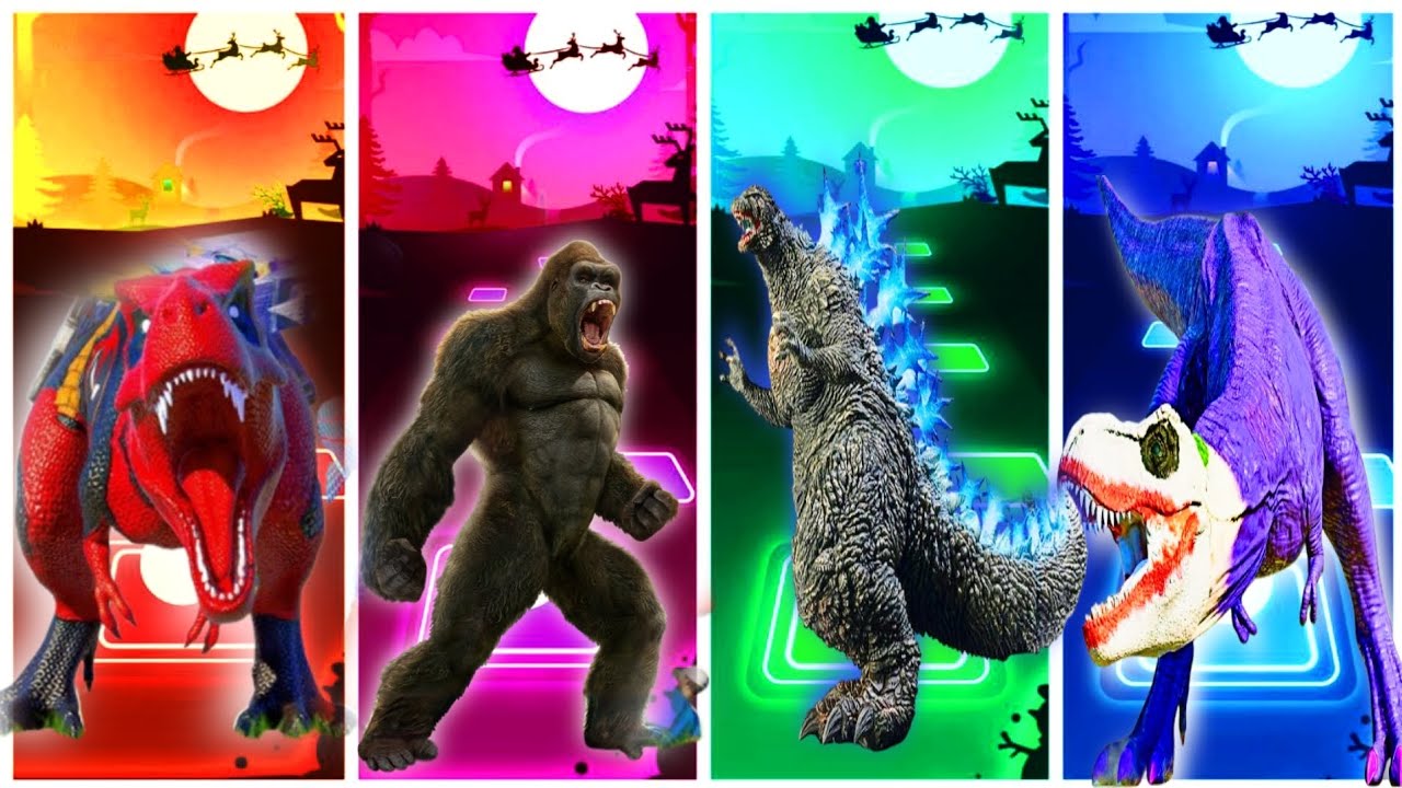 "Kong vs T-Rex vs Red Dino vs Godzilla - Tiles Hop Battle!" - YouTube