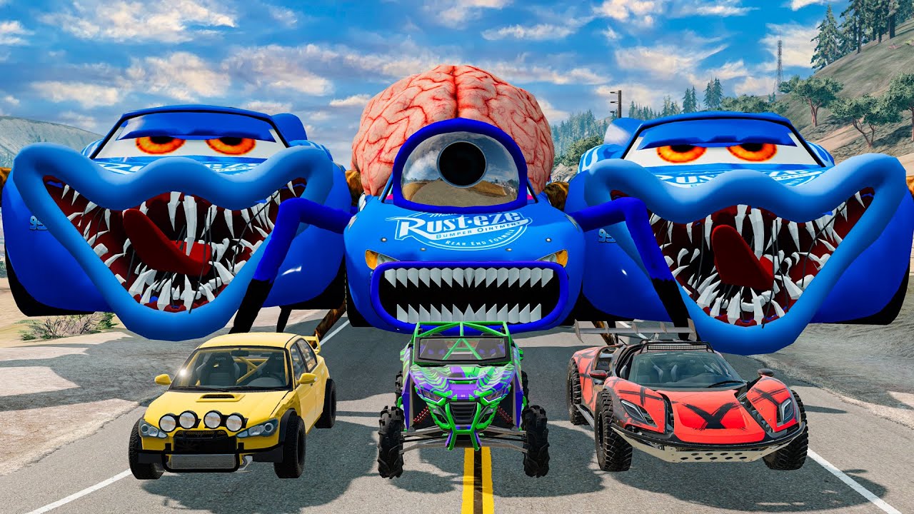 Cars Destruction Test with MCQUEEN & NEW MINIONSMCQUEEN & NEW BOXY BOO ...