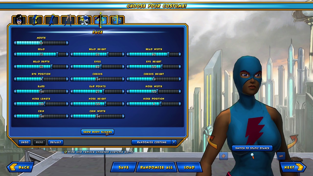 Champions Online Character Creation - creating a female superherio ...