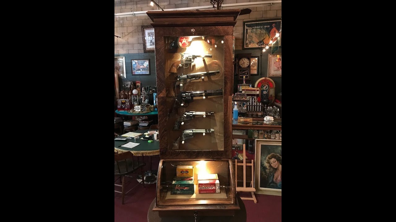 Custom Walnut Pistol Gun Ammo Display Cabinet SOLD - YouTube