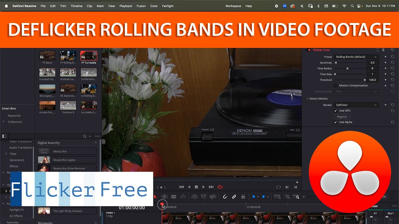 Removing LED Light Flicker (Rolling Bands) from Footage with in Davinci Resolve - YouTube