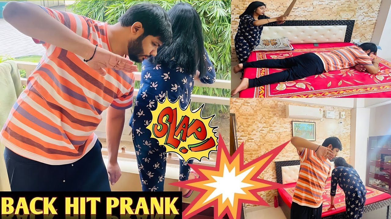 Back Hit Prank On Wife || Extreme Reactions 🤪🤣 || - YouTube