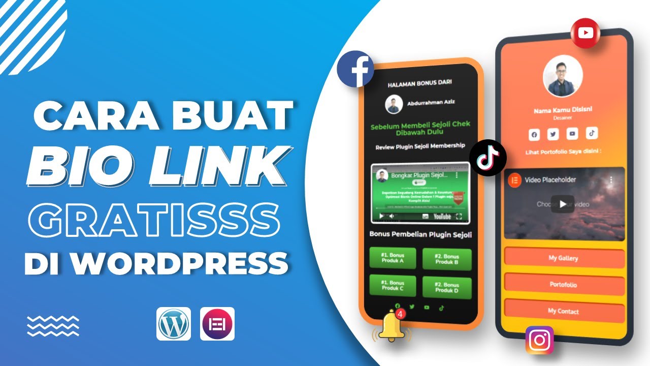 CARA MEMBUAT BIO LINK GRATIS DI WORDPRESS - YouTube