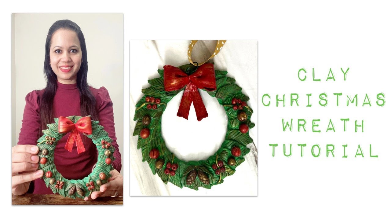 DIY Christmas Wreath with clay | Easy clay art |Air dry clay ideas|Air ...
