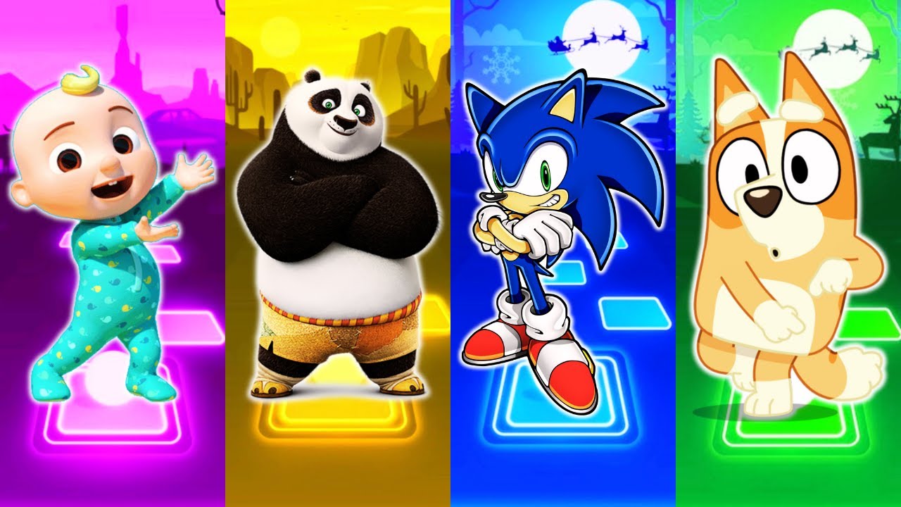 Cocomelon - Kung Fu Panda - Sonic - Bluey Bingo - Tiles Hop EDM Rush ...
