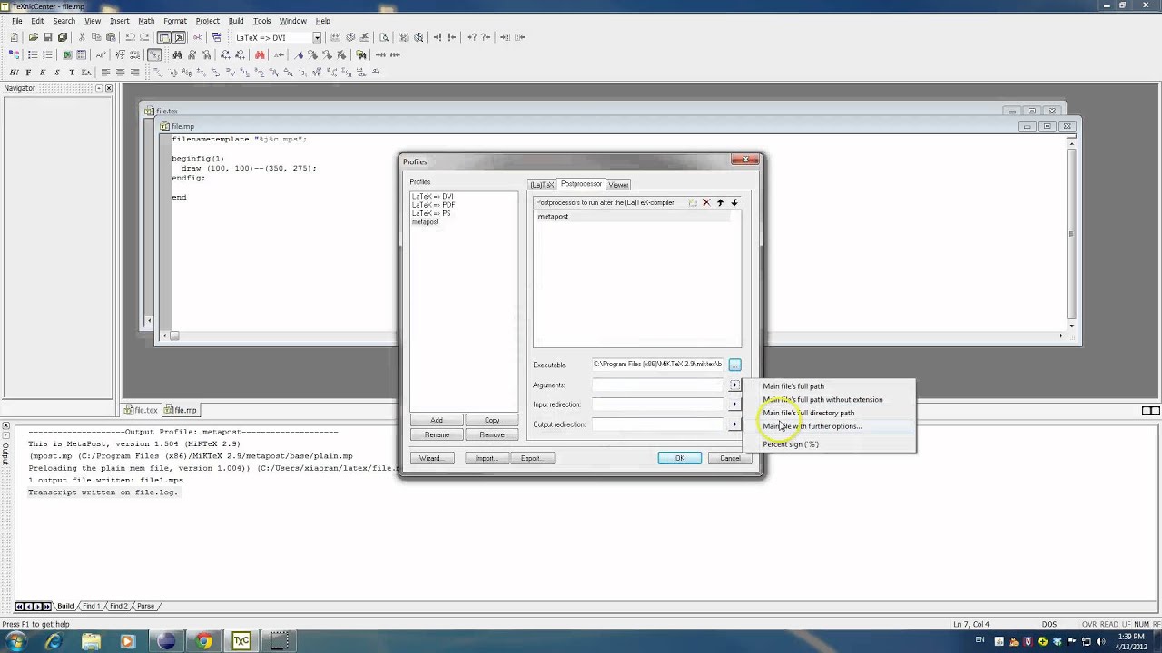 Configure Metapost for TeXnicCenter - YouTube
