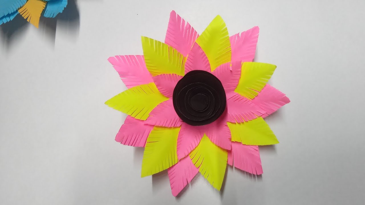 Kagoj full !! Kagoj diye full banano !! Paper flowers !! paper cutting ...