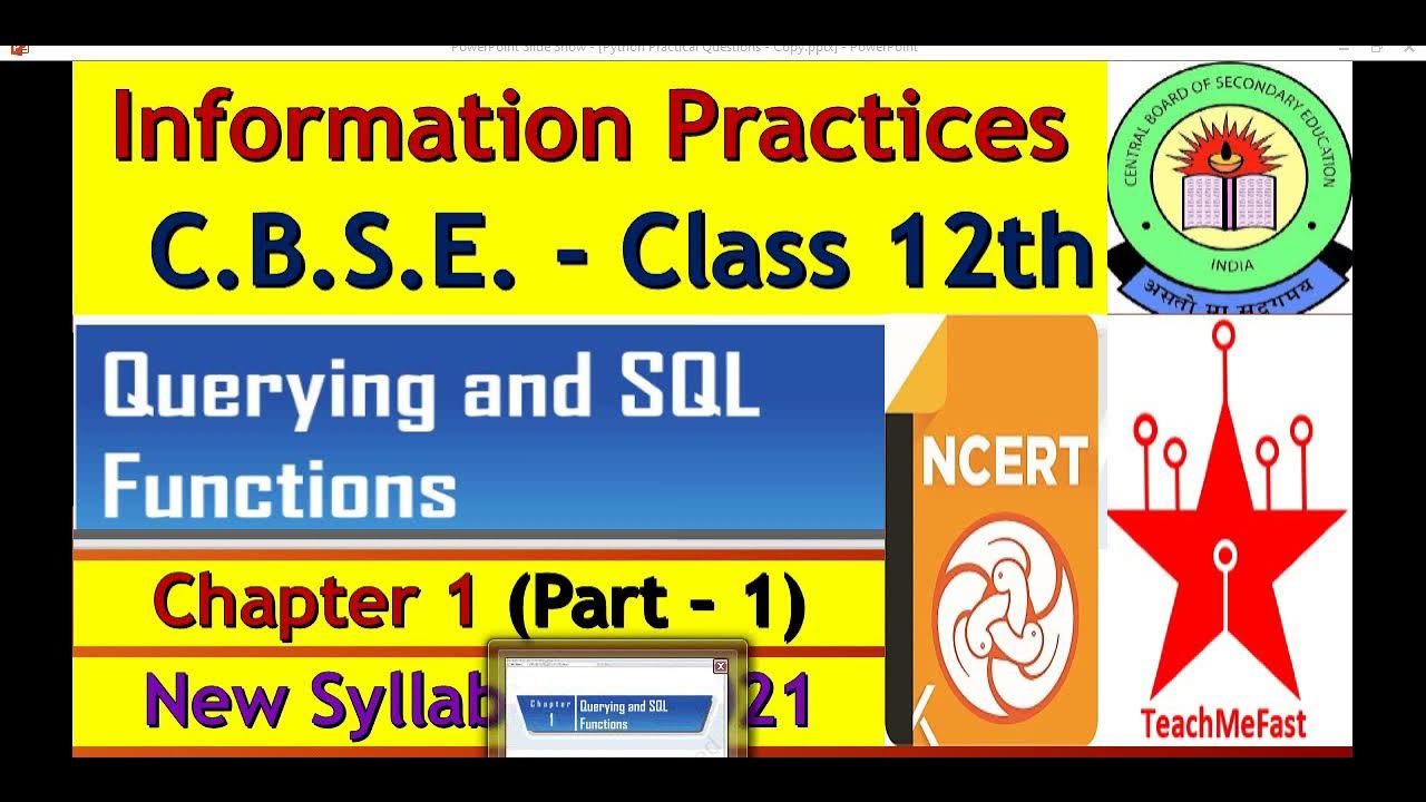Class 12 IP NCERT Ch-1 Querying and SQL Functions - In Hindi (Part-1 ...