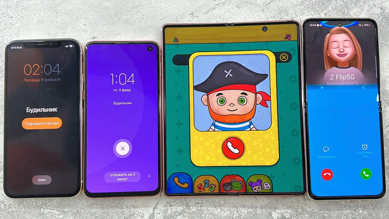 Incoming Call Baby Phone Samsung Z Fold vs Alarm Clock IPhone 10 vs ...