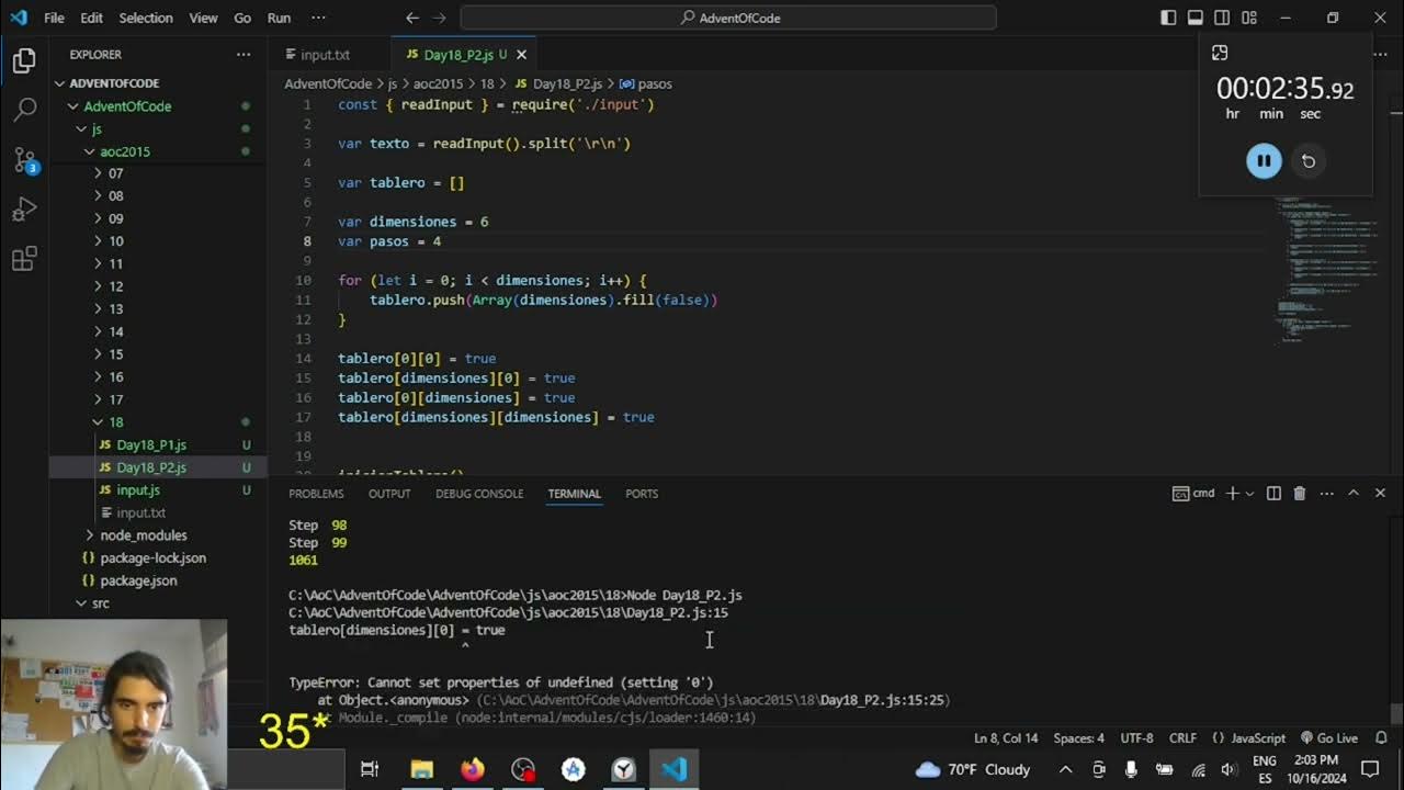 Aprendiendo Javascript con Advent of Code: EP36 Cuatro esquinitas tiene mi tablero - YouTube